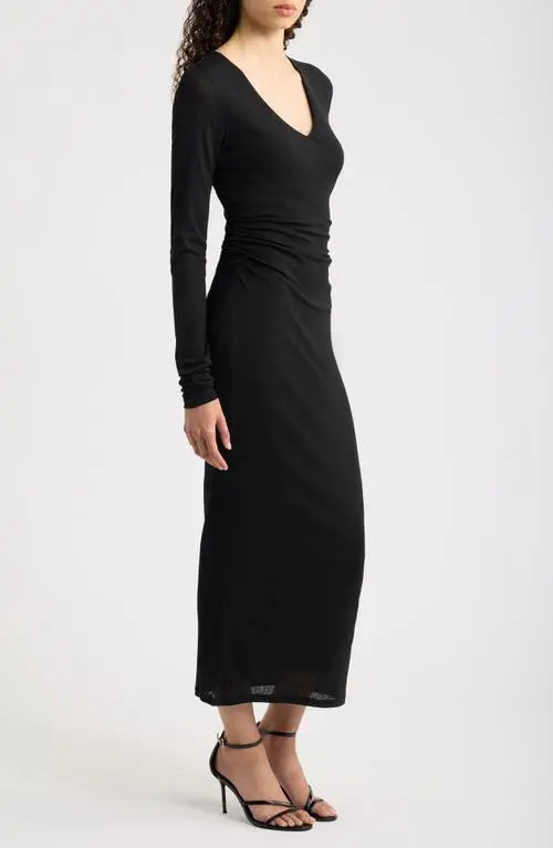 Sam Edelman Side Ruched Long Sleeve Maxi Dress