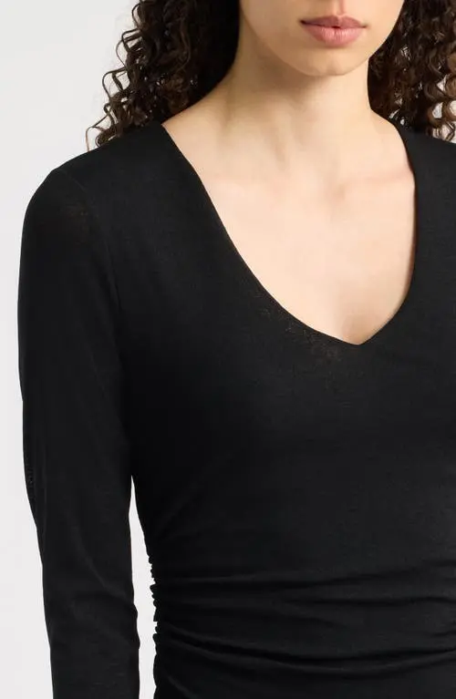 Sam Edelman Side Ruched Long Sleeve Maxi Dress