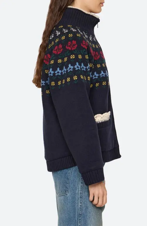 Sea Preston Faux Shearling Lined Knit Jacket