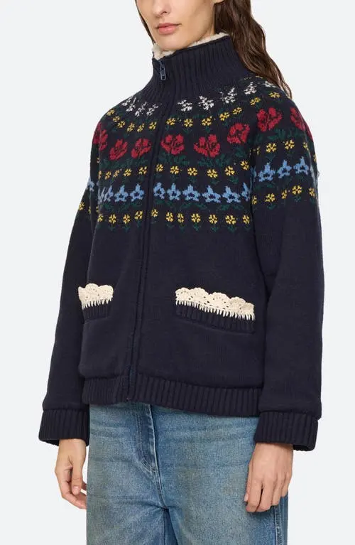 Sea Preston Faux Shearling Lined Knit Jacket