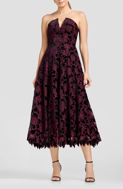 Dress The Population Briella Jacquard Floral Strapless Fit & Flare Dress