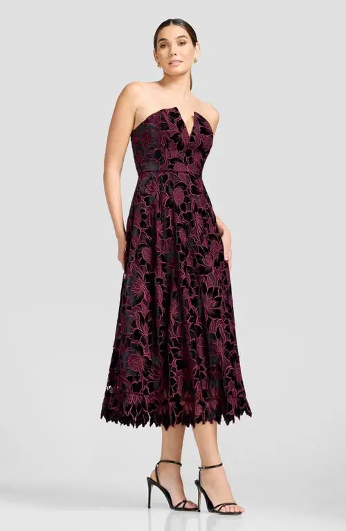 Dress The Population Briella Jacquard Floral Strapless Fit & Flare Dress