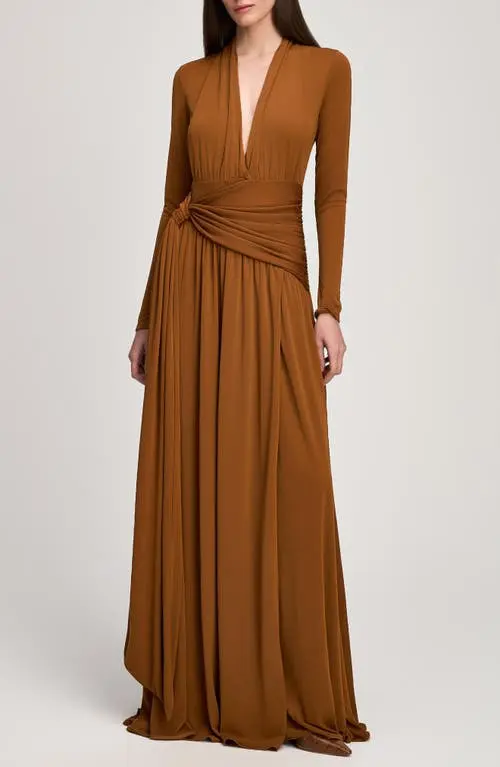 Cinq À Sept Zaviana Long Sleeve Matte Jersey Gown