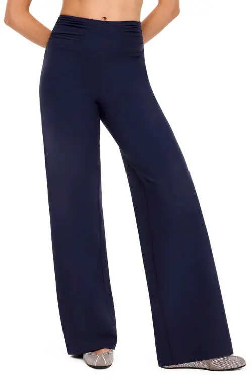 Spanx Ruched High Waist Wide Leg Pants - Timeless Navy