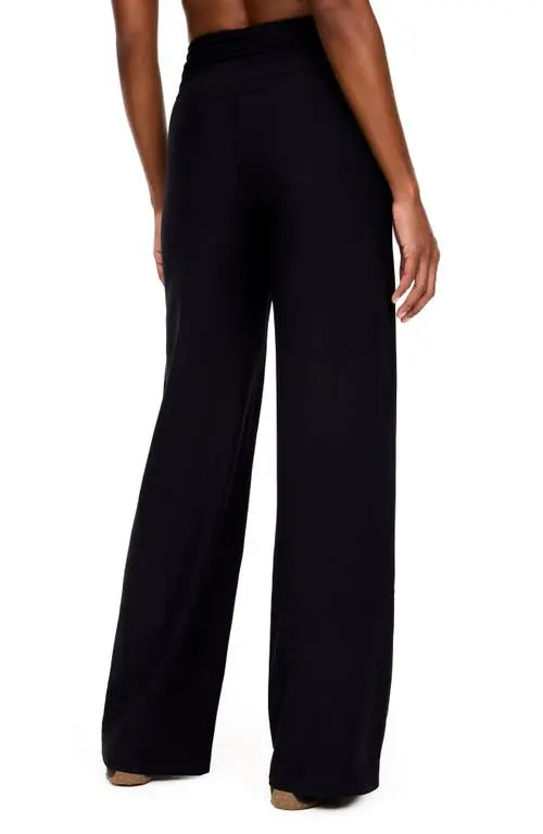 Spanx Ruched High Waist Wide Leg Pants - Very Black