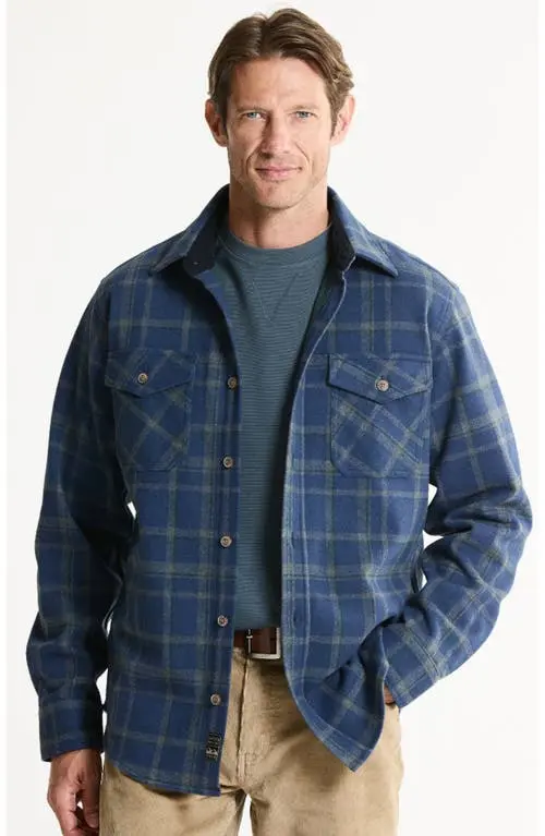 JACHS Knit Flannel Button-up Shirt - Dark Blue