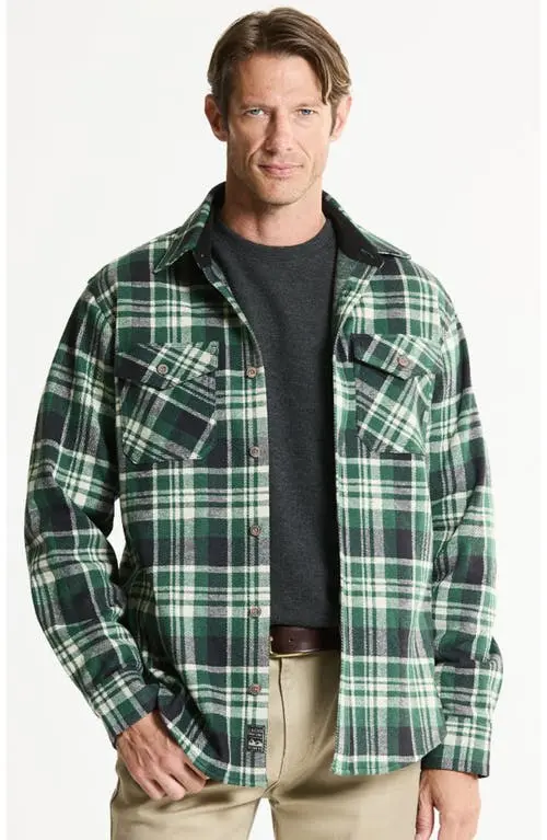 JACHS Knit Flannel Button-up Shirt - Green