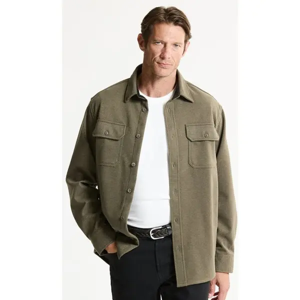 JACHS Poly Rayon Twill Overshirt - Olive