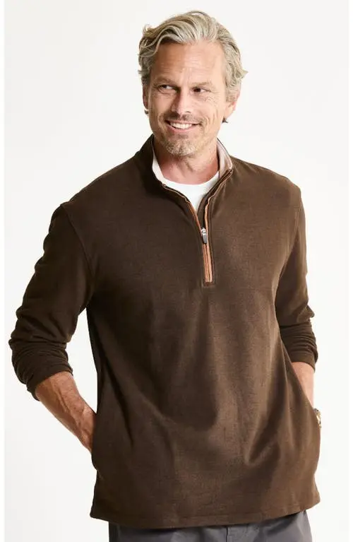 JACHS Ultra Soft Heather Pullover Quarter Zip - Chocolate