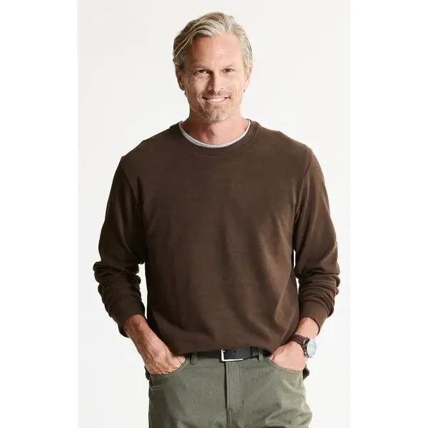 JACHS Ultra Soft Heather Knit Crewneck Sweatshirt - Chocolate