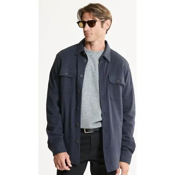 JACHS Stretch Twill Utility Overshirt - Navy