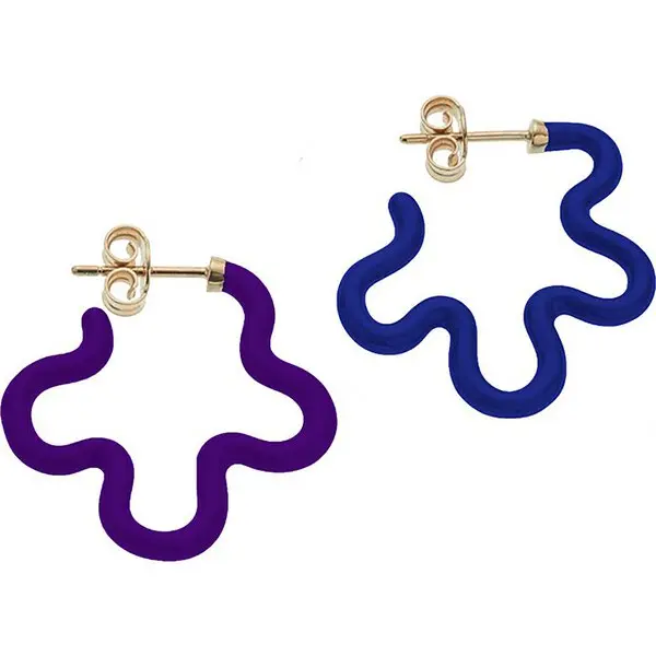Bea Bongiasca Flower Power Enamel Earrings - Dark Navy/deep Purple