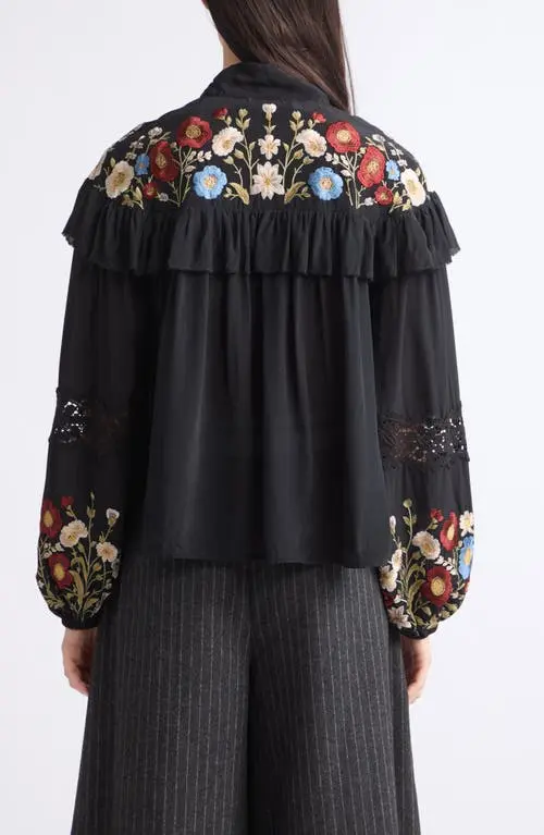 Sea Ruwa Embroidered Tie Neck Top