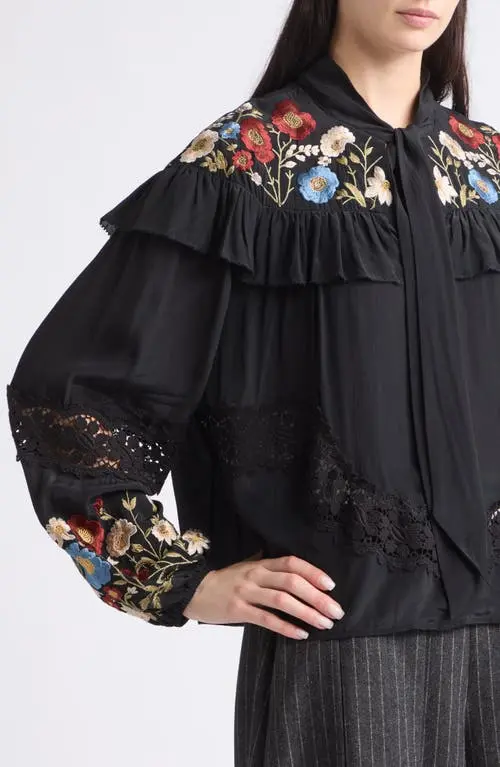 Sea Ruwa Embroidered Tie Neck Top