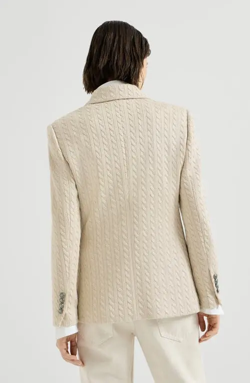 Brunello Cucinelli Sparkling Cotton And Viscose English Rib Knit Blazer - Cream