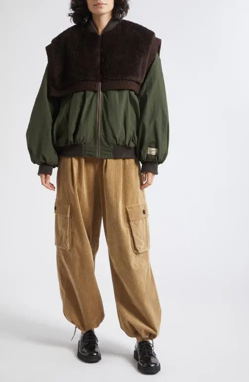 Sea Marta Genuine Shearling Combo Bomber Jacket