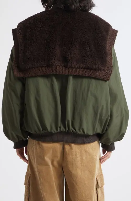 Sea Marta Genuine Shearling Combo Bomber Jacket