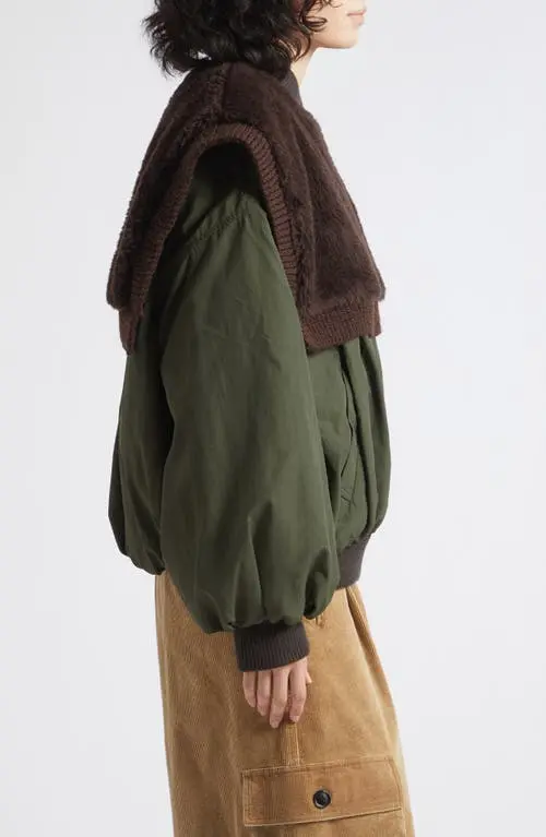 Sea Marta Genuine Shearling Combo Bomber Jacket