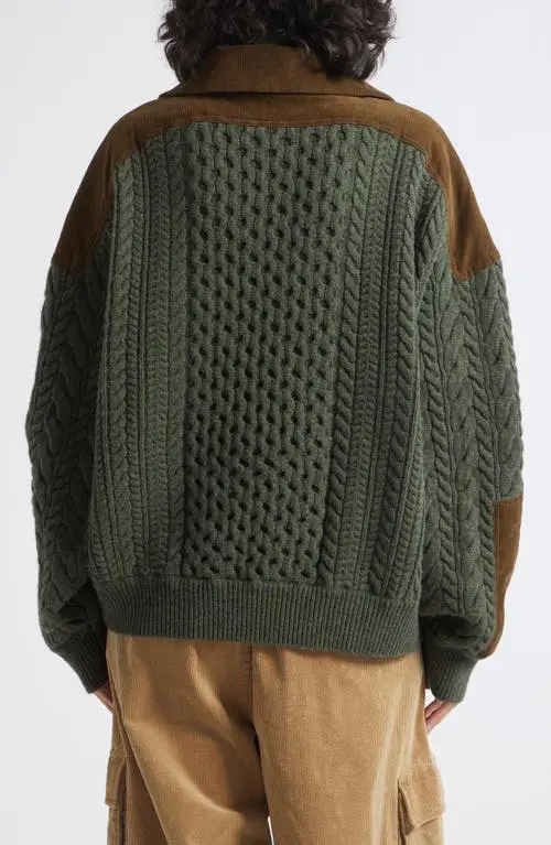 Sea Allen Cable Half Zip Double Layer Sweater