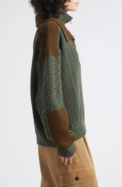 Sea Allen Cable Half Zip Double Layer Sweater