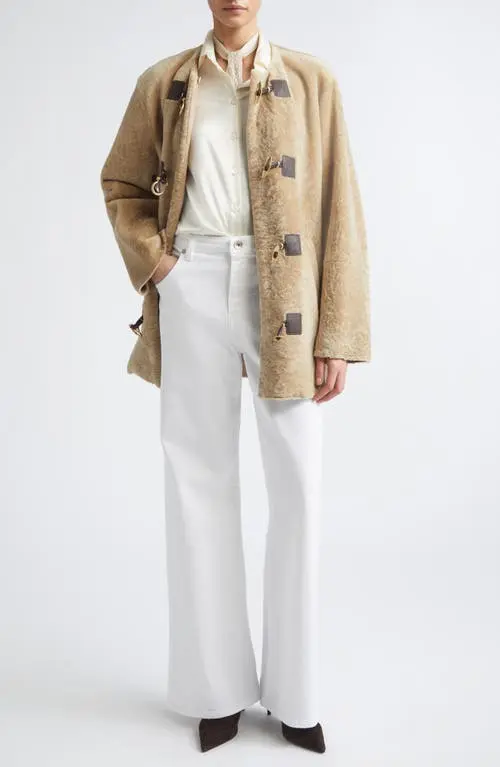 Eleventy Collarless Genuine Shearling Coat