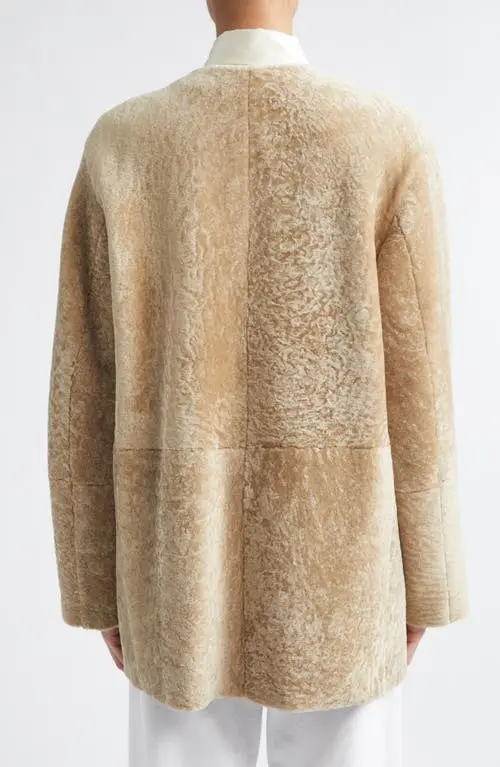Eleventy Collarless Genuine Shearling Coat