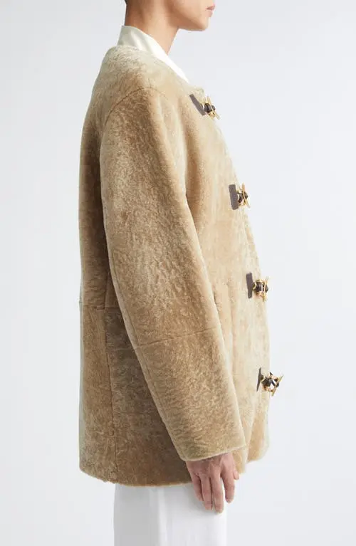 Eleventy Collarless Genuine Shearling Coat