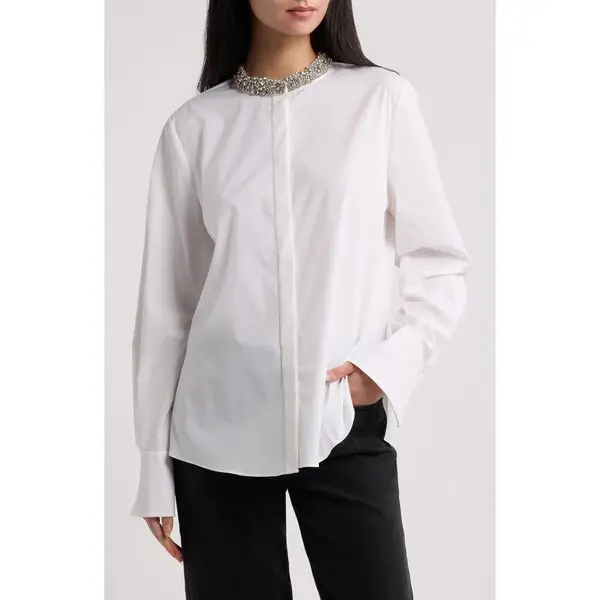Kobi Halperin Camryn Embellished Silk Blouse - White