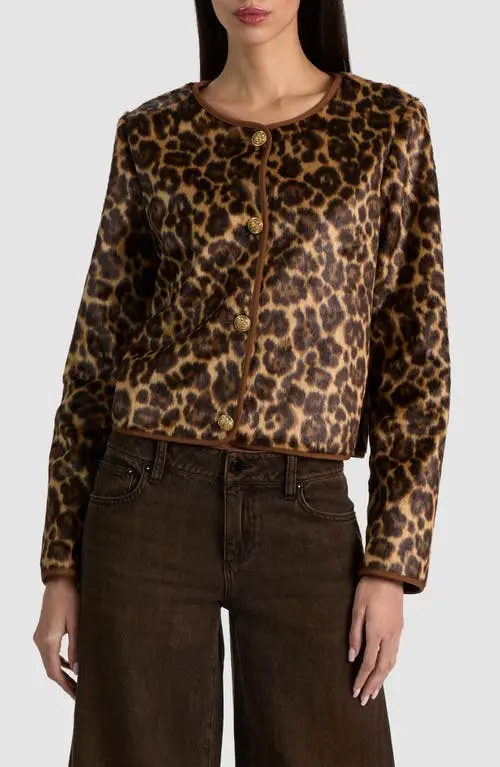 Alice + Olivia Alma Leopard Print Faux Fur Jacket