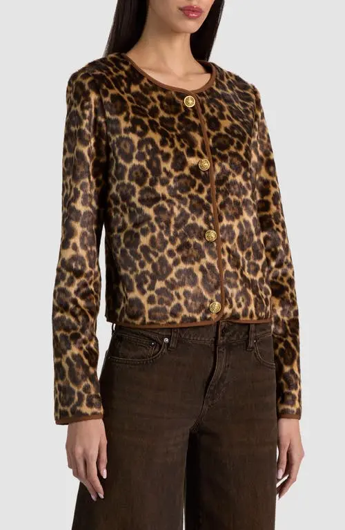 Alice + Olivia Alma Leopard Print Faux Fur Jacket