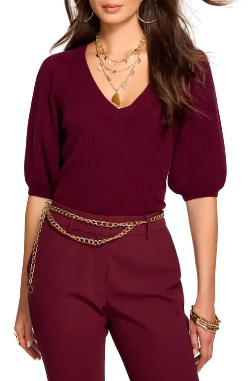 Ramy Brook Cassidee Puff Sleeve Cashmere Sweater - Cranberry