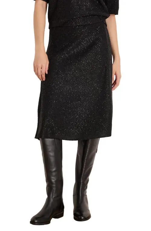 NIC+ZOE Anytime Sequin Knit Skirt - Black Onyx