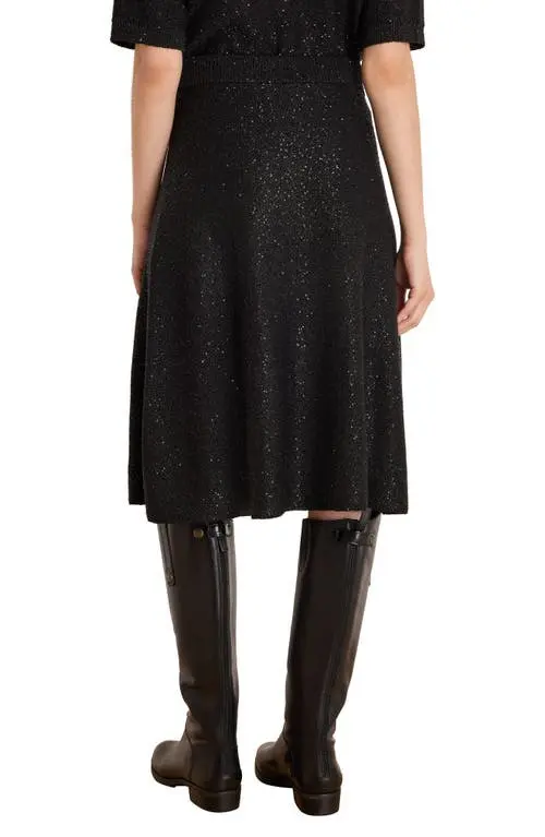 NIC+ZOE Anytime Sequin Knit Skirt - Black Onyx