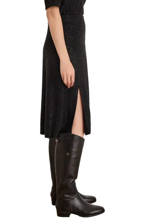 NIC+ZOE Anytime Sequin Knit Skirt - Black Onyx