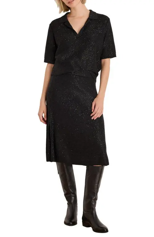 NIC+ZOE Anytime Sequin Knit Skirt - Black Onyx