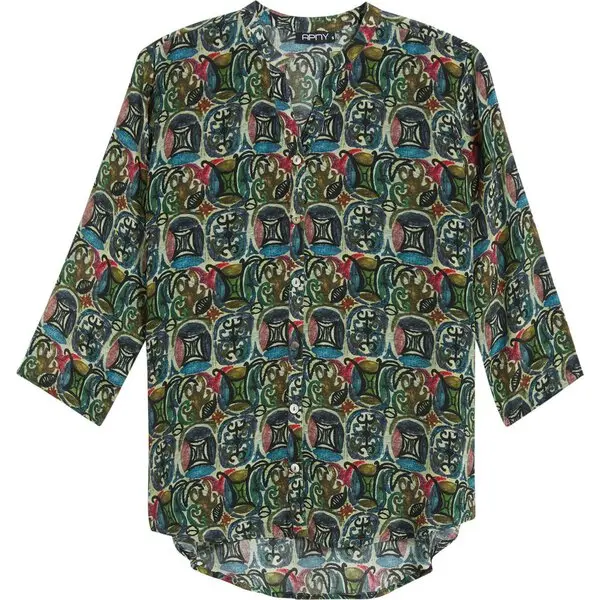 APNY Mandarin Collar Button-up Shirt