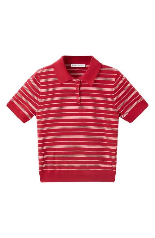 Mango Stripe Polo Sweater - Red