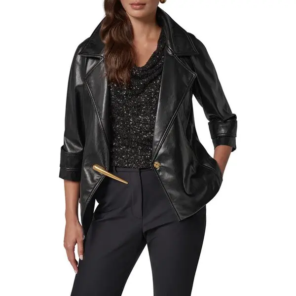 Donna Karan New York Faux Leather Blazer - Black