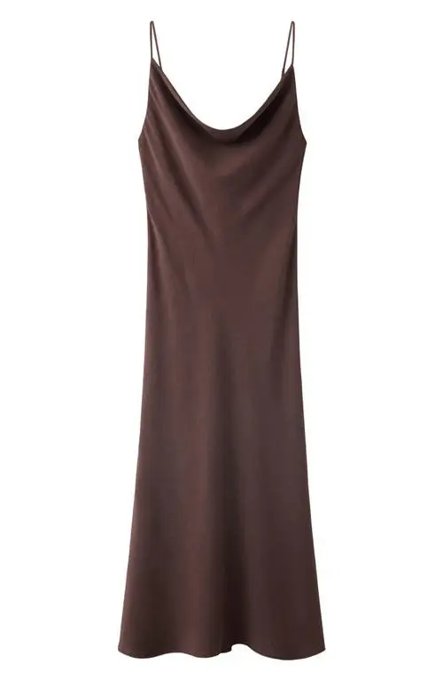 Mango Cowl Neck Slipdress - Chocolate