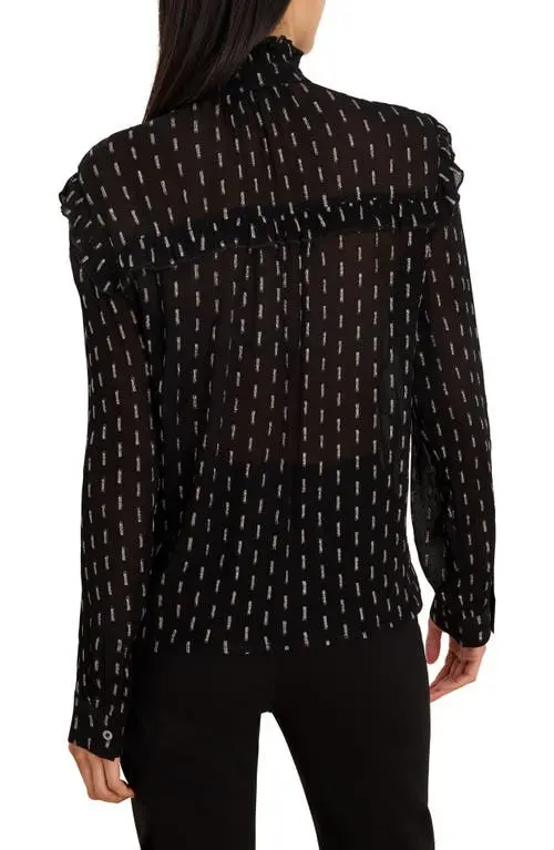 NIC+ZOE Mayfair Nights Ruffle Chiffon Shirt