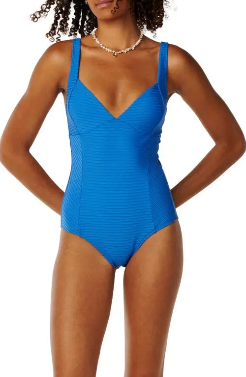 Rip Curl Ribbed One-piece Swimsuit - Bright Blue