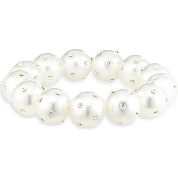 KENNETH JAY LANE Faux & Crystal Dot Stretch Bracelet