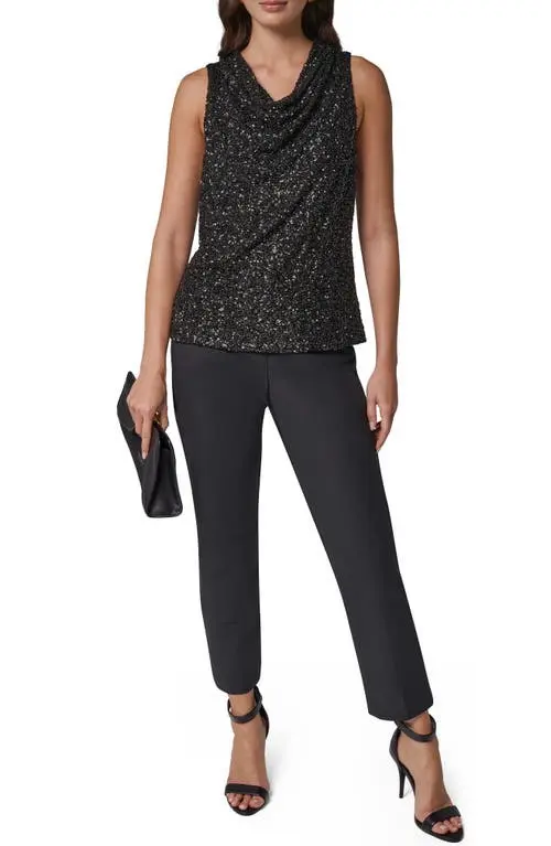 Donna Karan New York Sequin Sleeveless Cowl Neck Top