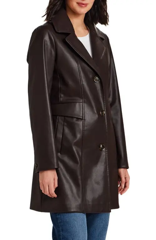 Gallery Faux Leather Coat - Raisin