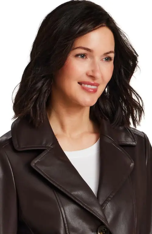 Gallery Faux Leather Coat - Raisin
