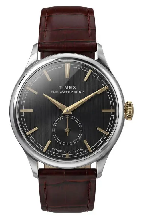 Timex® Waterbury Classic Leather Strap Watch - Brown