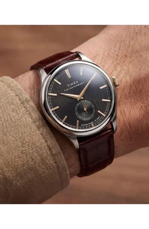 Timex® Waterbury Classic Leather Strap Watch - Brown
