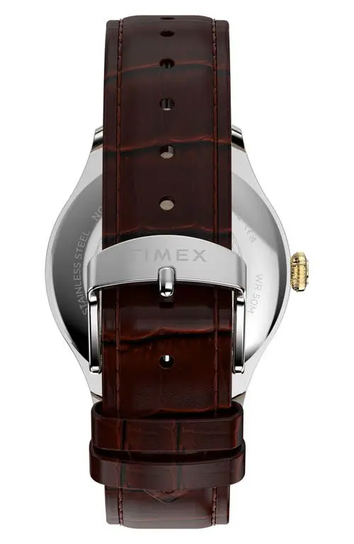 Timex® Waterbury Classic Leather Strap Watch - Brown