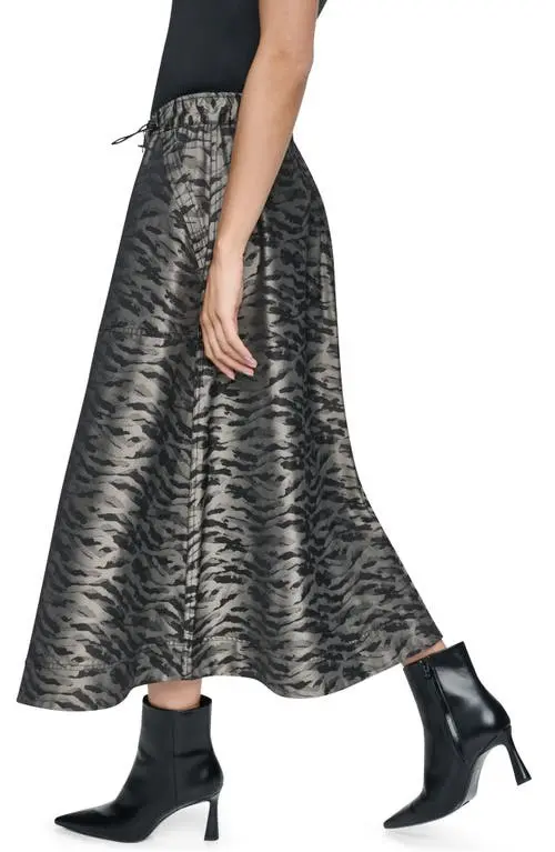 Dkny Front Zip Jacquard Midi Skirt