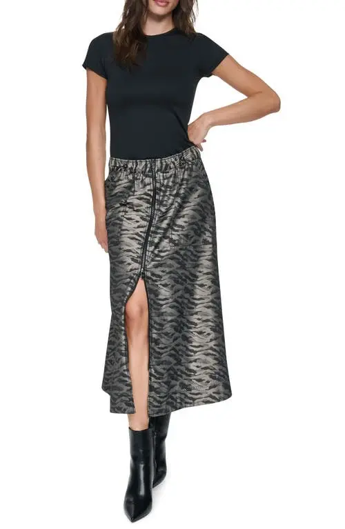Dkny Front Zip Jacquard Midi Skirt